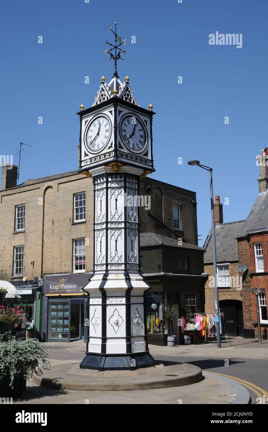 Clock Tower , Downham Market, Norfolk. This distinctive black and white ...