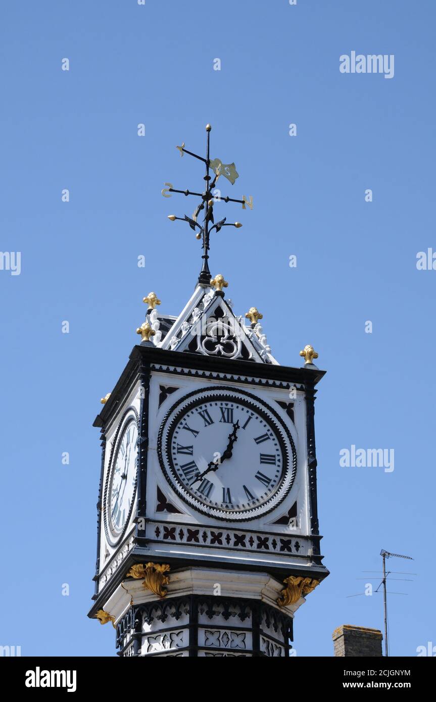 Clock Tower , Downham Market, Norfolk. This distinctive black and white ...