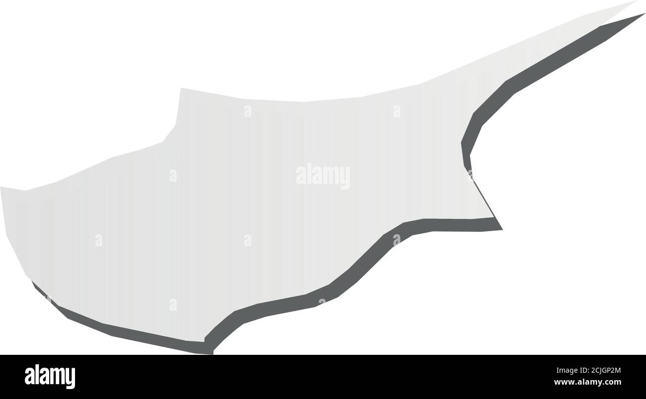 Cyprus - grey 3d-like silhouette map of country area with dropped ...