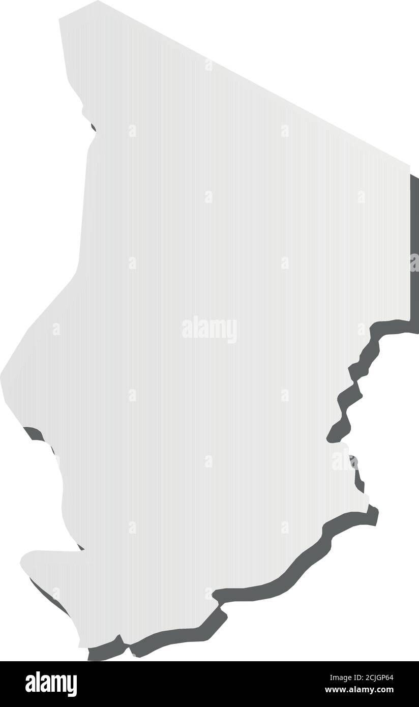 Chad - grey 3d-like silhouette map of country area with dropped shadow ...