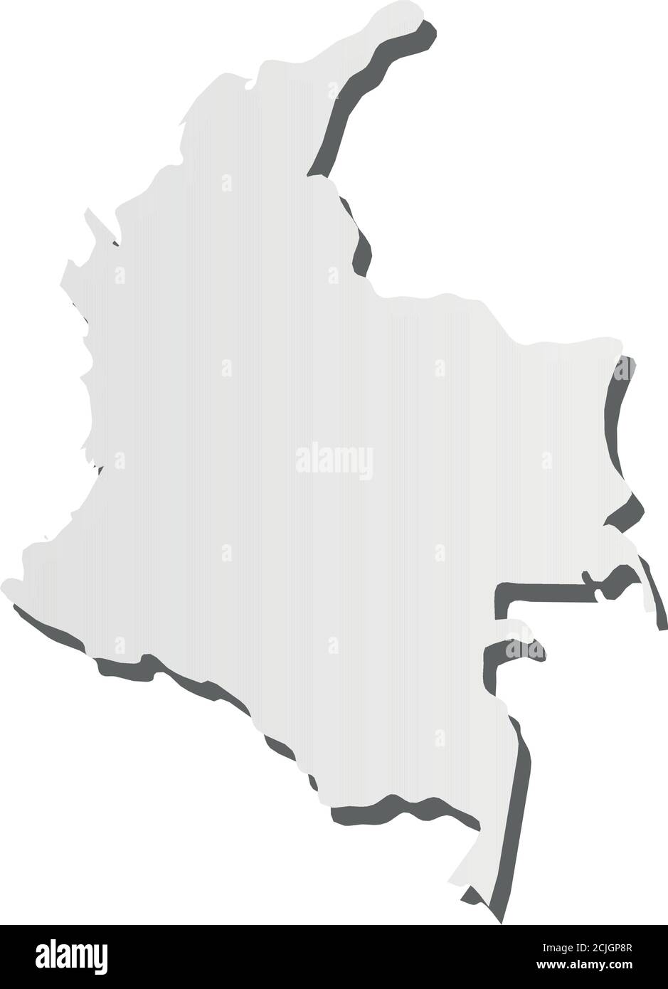 Colombia - grey 3d-like silhouette map of country area with dropped ...
