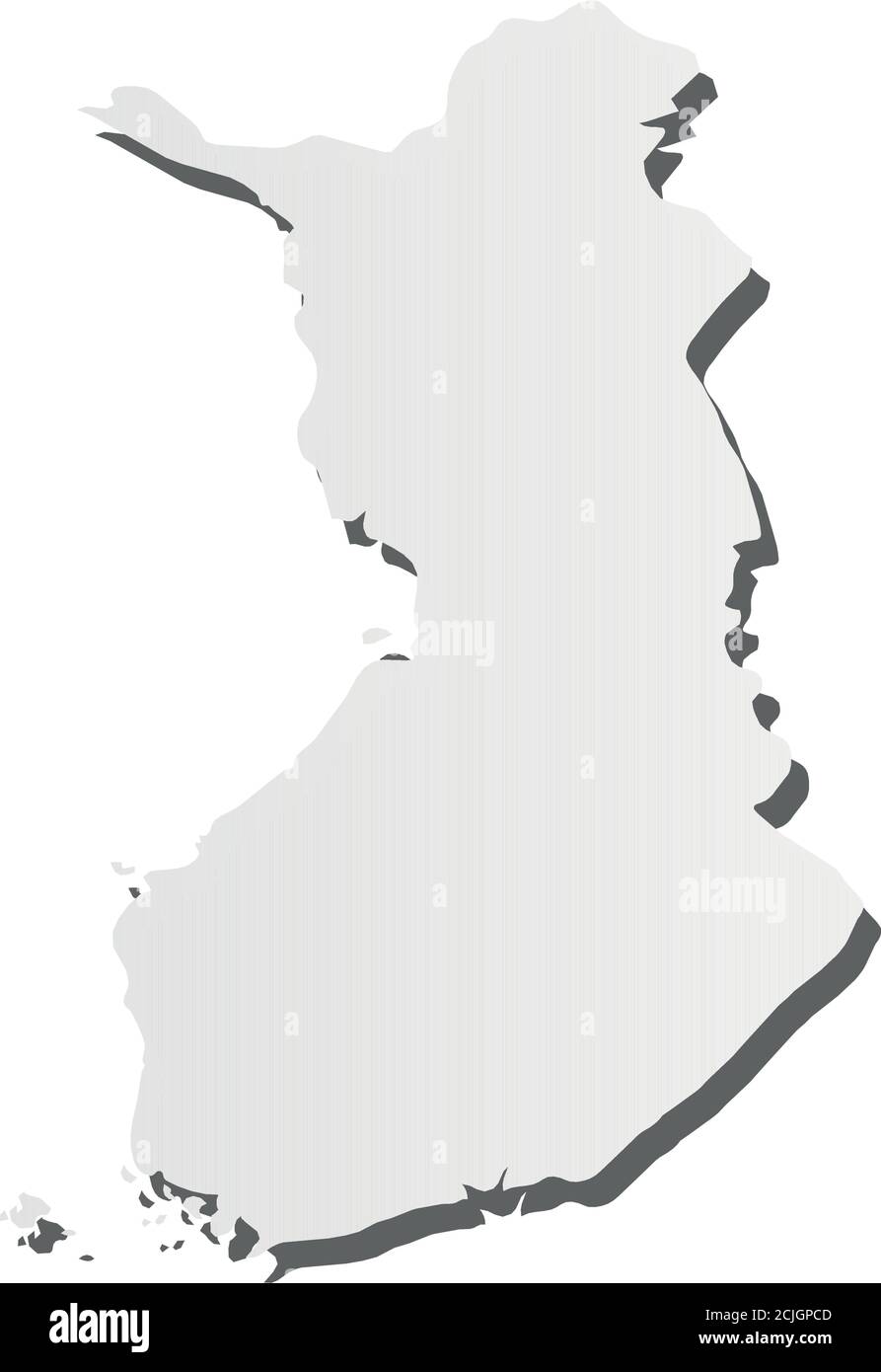 Finland - grey 3d-like silhouette map of country area with dropped ...
