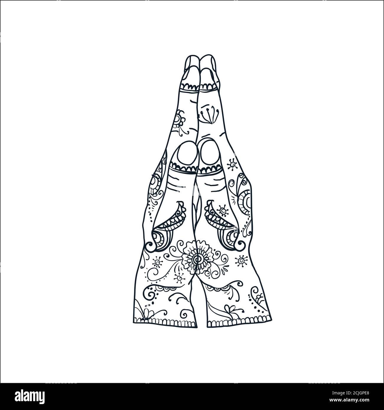 Namaskara Mudra, Namaste Mudra Beautiful flat linear yoga meditation hand gestures round icons ...