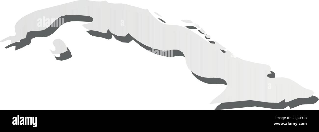 Cuba - grey 3d-like silhouette map of country area with dropped shadow ...