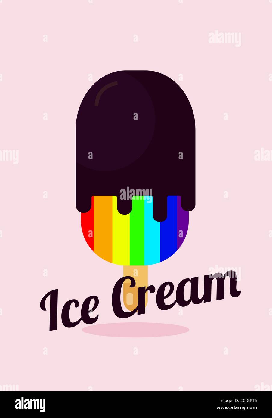 Bright homemade frozen rainbow popsicle. Fruity ice cream Stock Vector ...