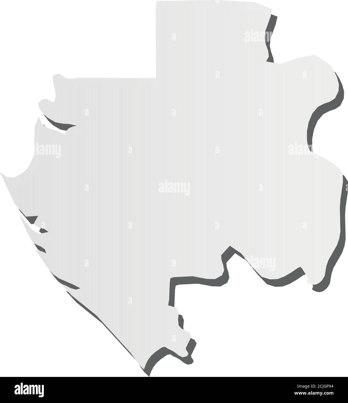 Gabon - grey 3d-like silhouette map of country area with dropped shadow ...