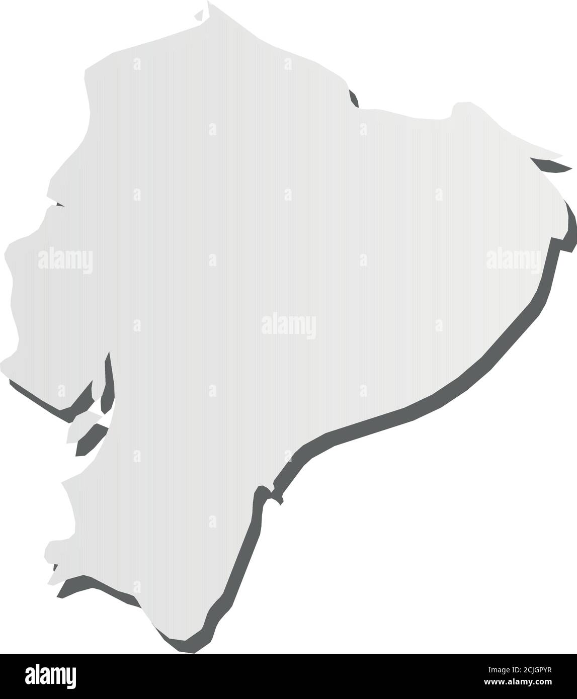Ecuador - grey 3d-like silhouette map of country area with dropped ...