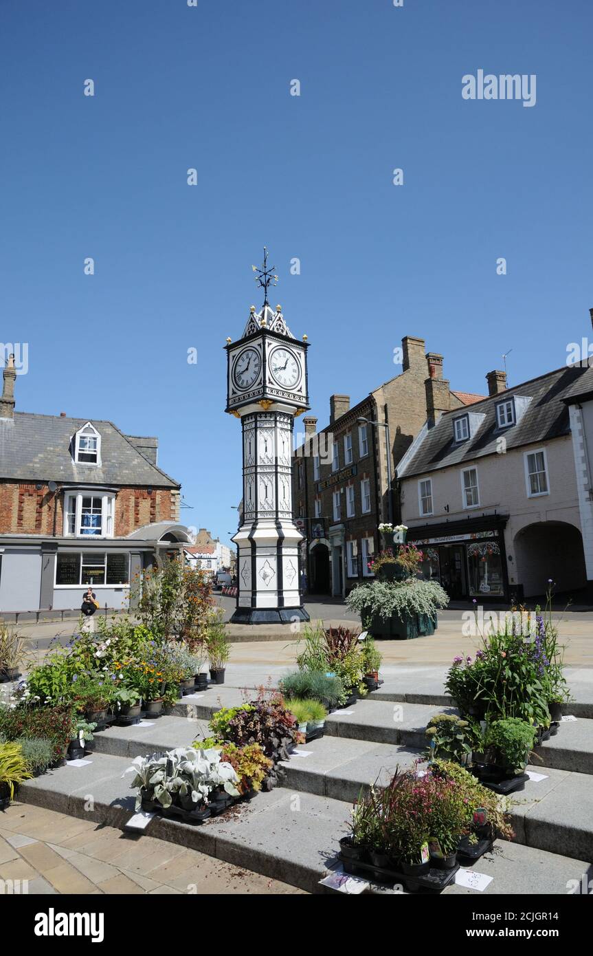 Clock Tower , Downham Market, Norfolk. This distinctive black and white ...