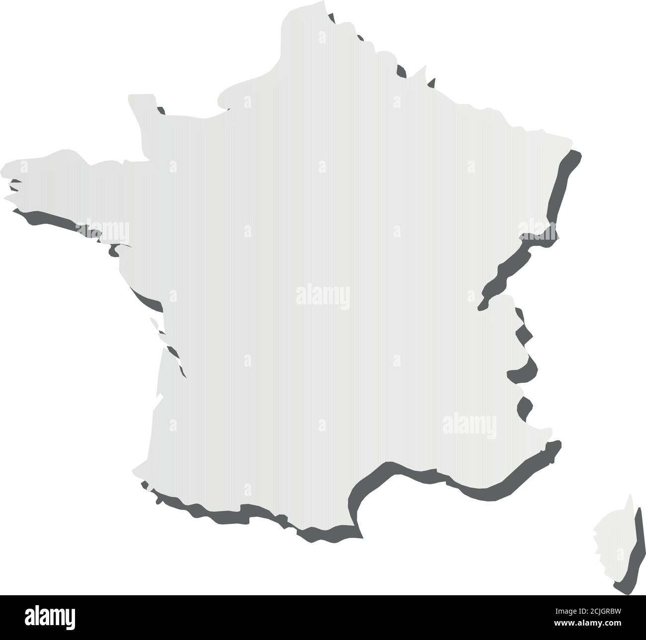 France - grey 3d-like silhouette map of country area with dropped ...