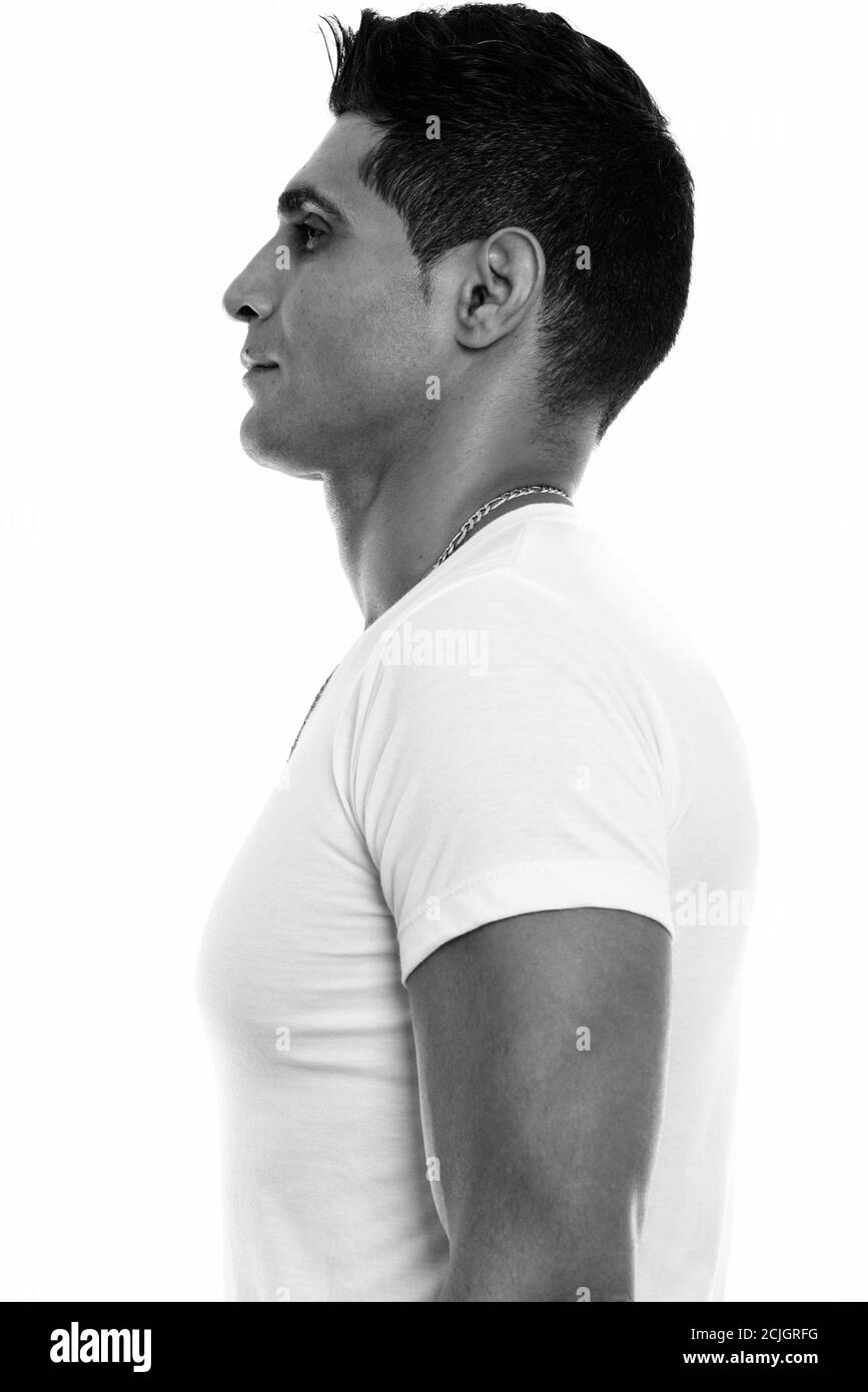 Side view muscular fit Black and White Stock Photos & Images - Alamy