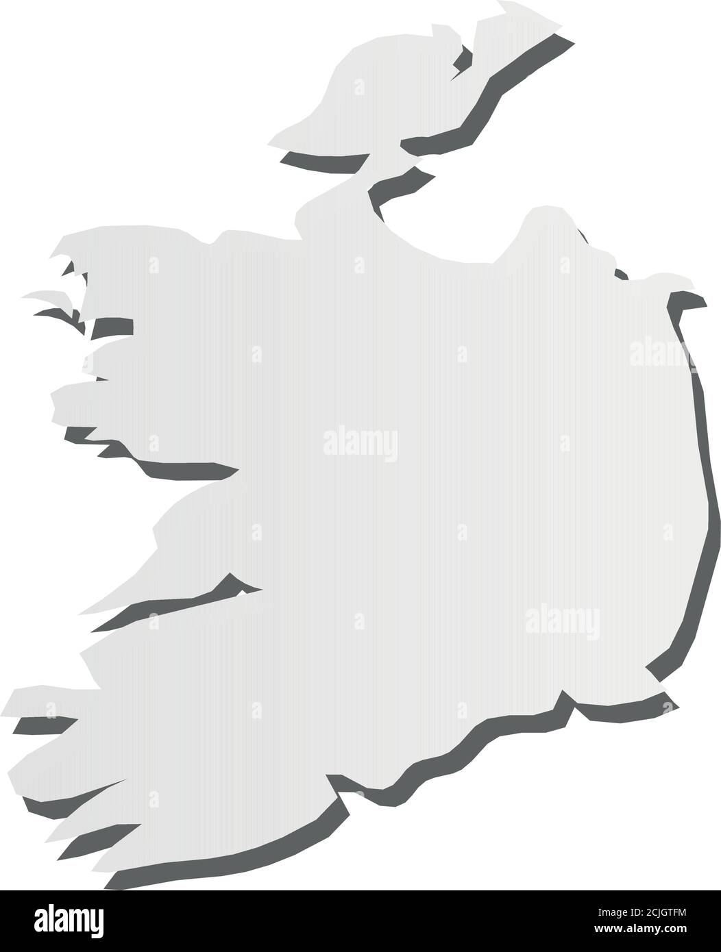 Ireland - grey 3d-like silhouette map of country area with dropped ...
