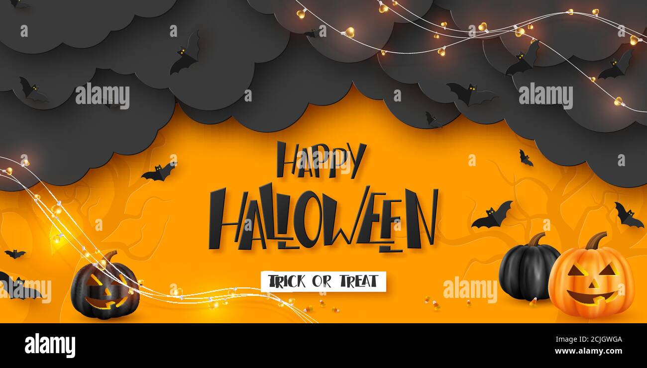 Happy Halloween horizontal banner Stock Vector Image & Art - Alamy
