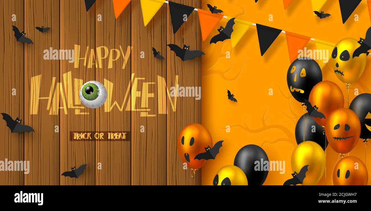 Happy halloween horizontal banner Stock Vector Images - Alamy
