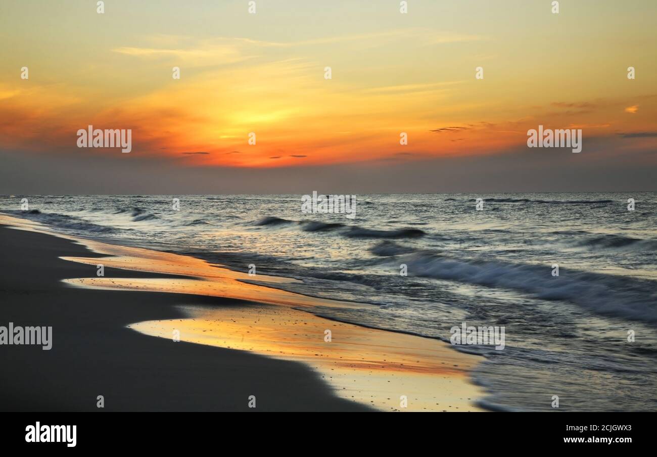 Sunset in Jastarnia. Hel Peninsula. Poland Stock Photo - Alamy