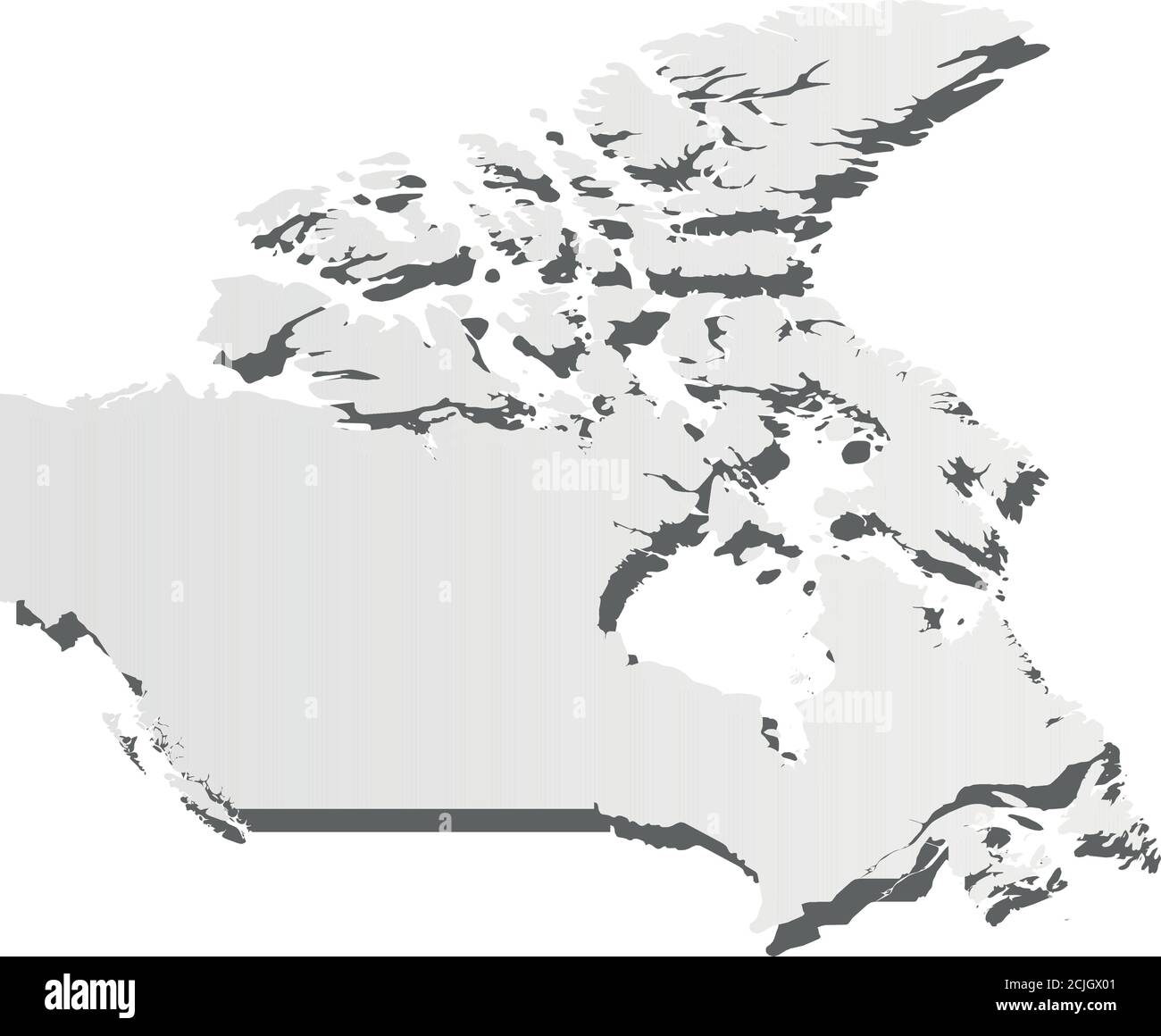 Canada - grey 3d-like silhouette map of country area with dropped ...