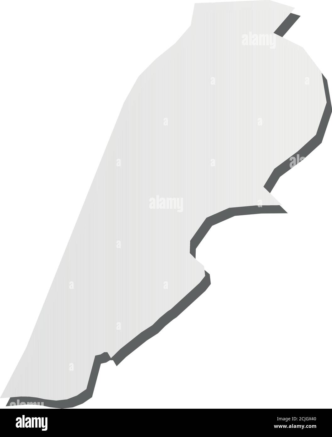 Lebanon - grey 3d-like silhouette map of country area with dropped ...