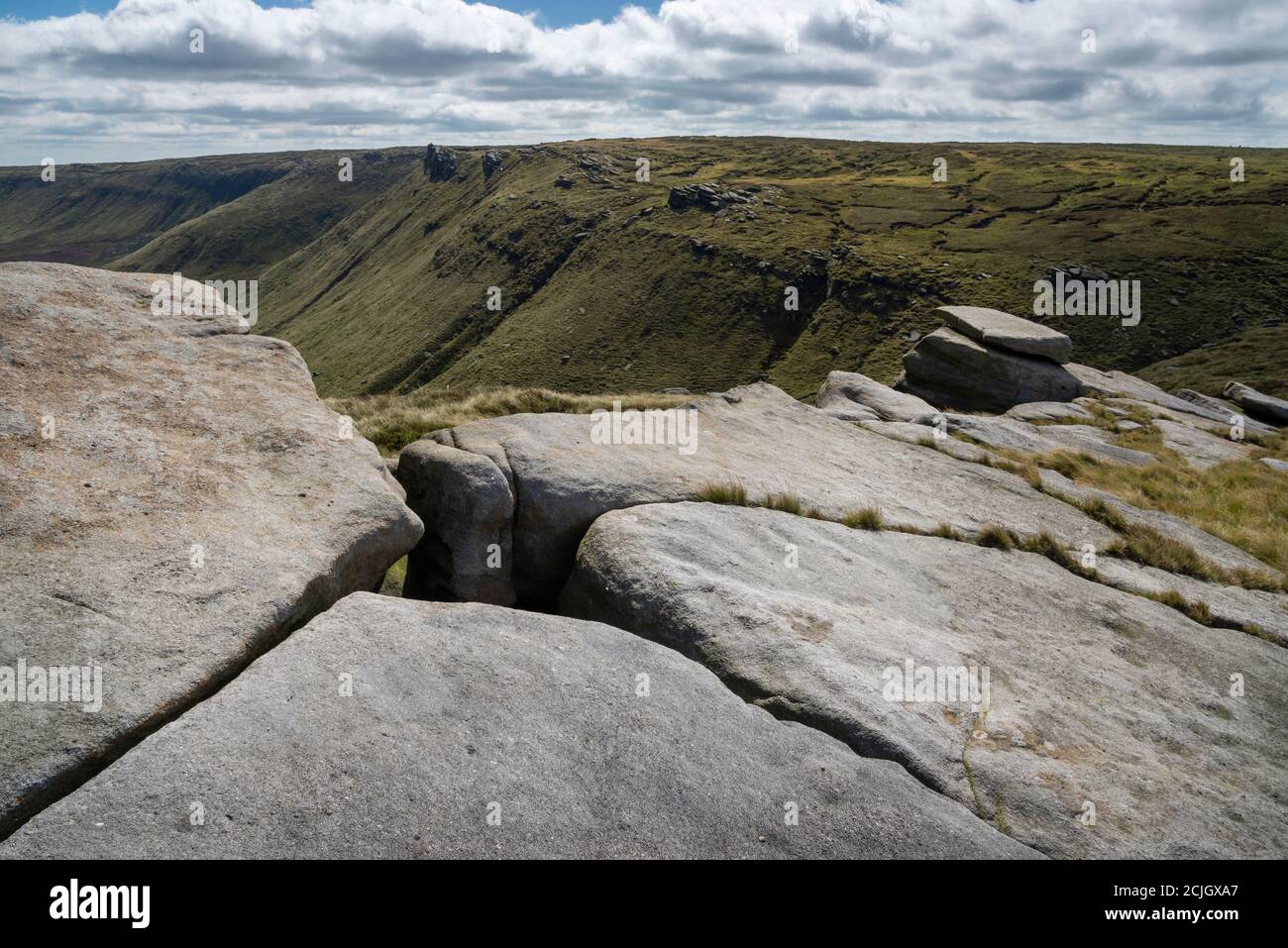 View from the rocks at Fairbrook Naze to Seal Edge on Kinder Scout in ...