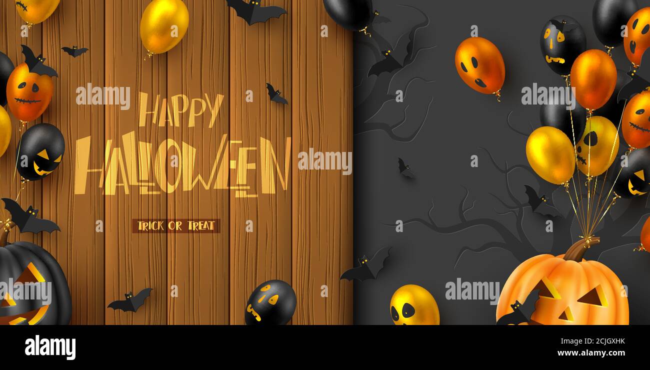 Happy halloween horizontal banner Stock Vector Images - Alamy
