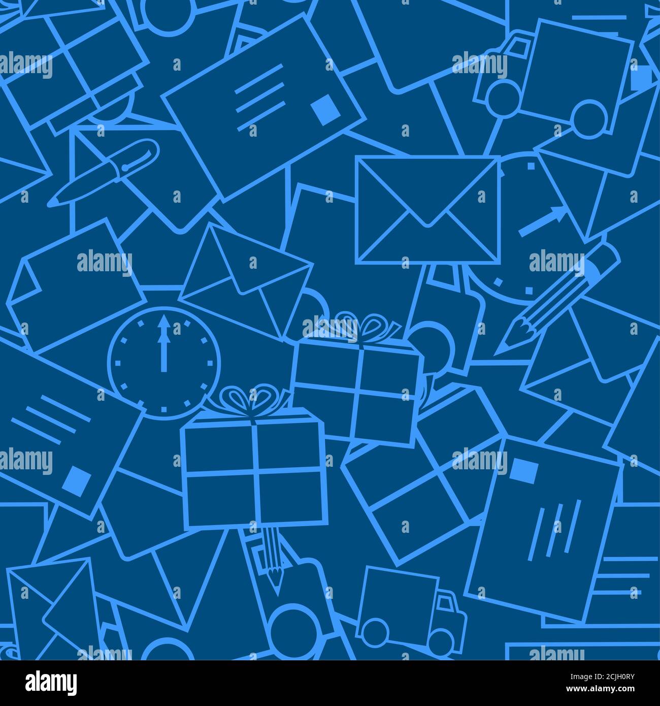 Postal delivery icons. Vector. Geometric seamless background blue ...