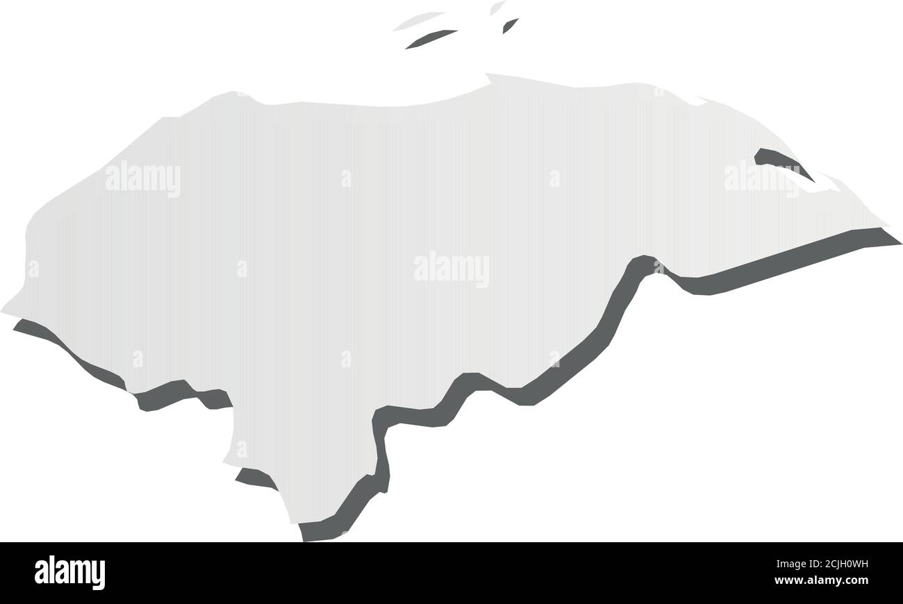 Honduras - grey 3d-like silhouette map of country area with dropped ...