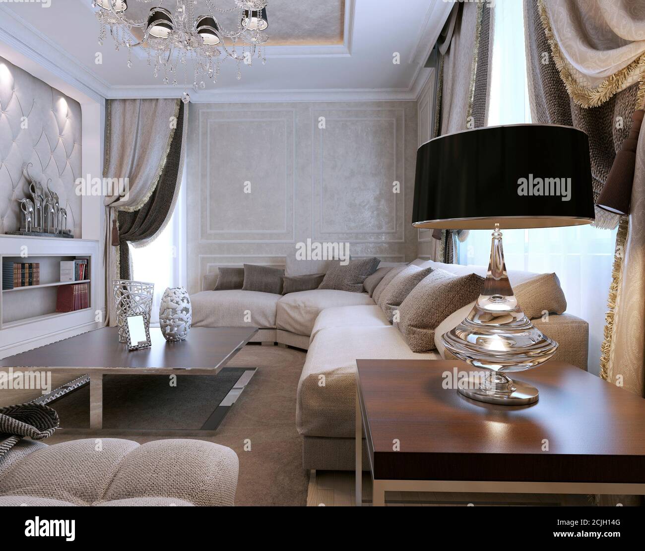 living room avangard style. 3d image Stock Photo - Alamy