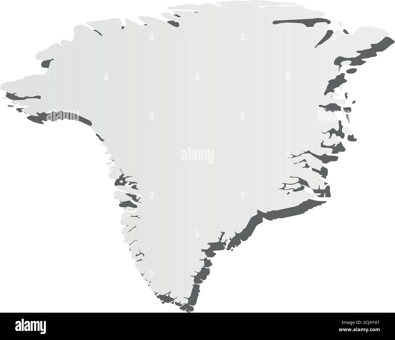 Greenland - grey 3d-like silhouette map of country area with dropped ...