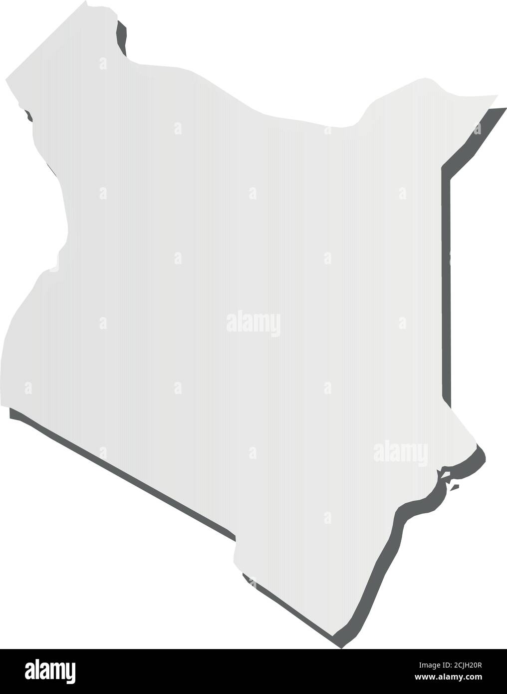 Kenya - grey 3d-like silhouette map of country area with dropped shadow ...
