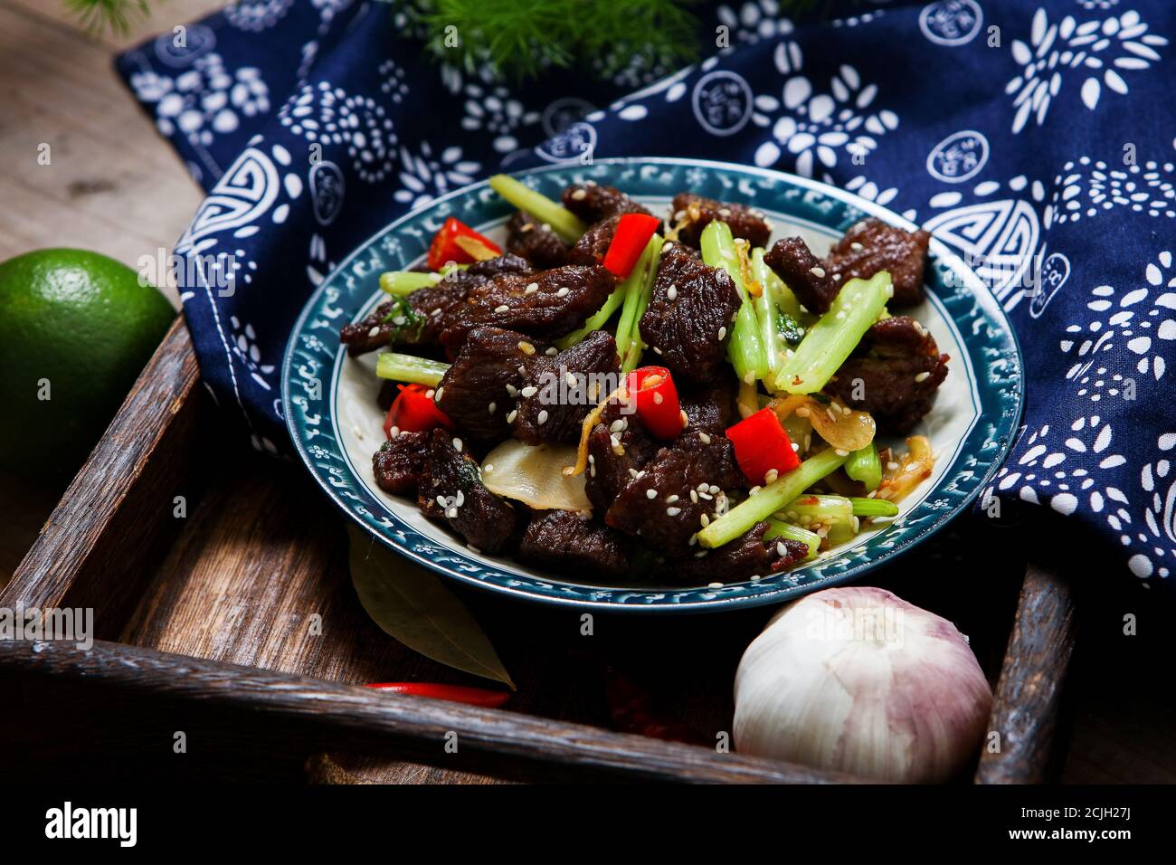 Celery fry beef Stock Photo - Alamy