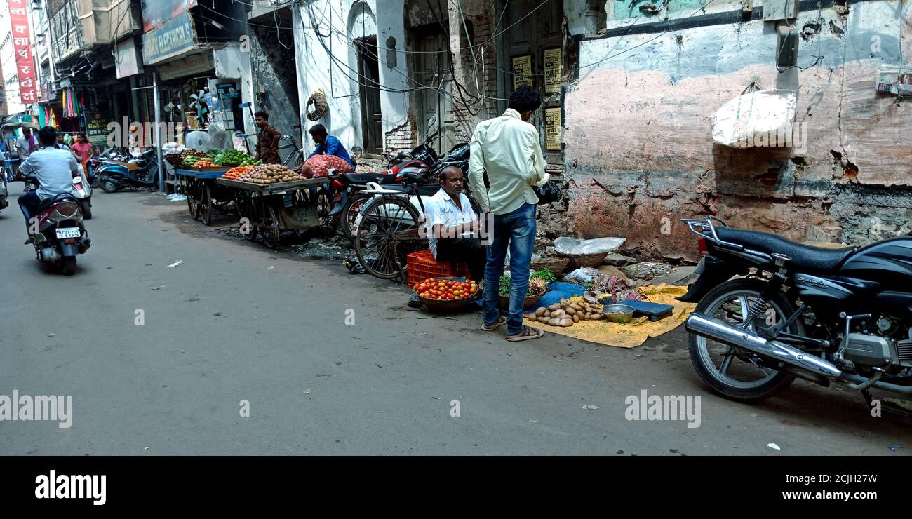 DISTRICT KATNI, INDIA - AUGUST 07, 2019: Indian village street ...
