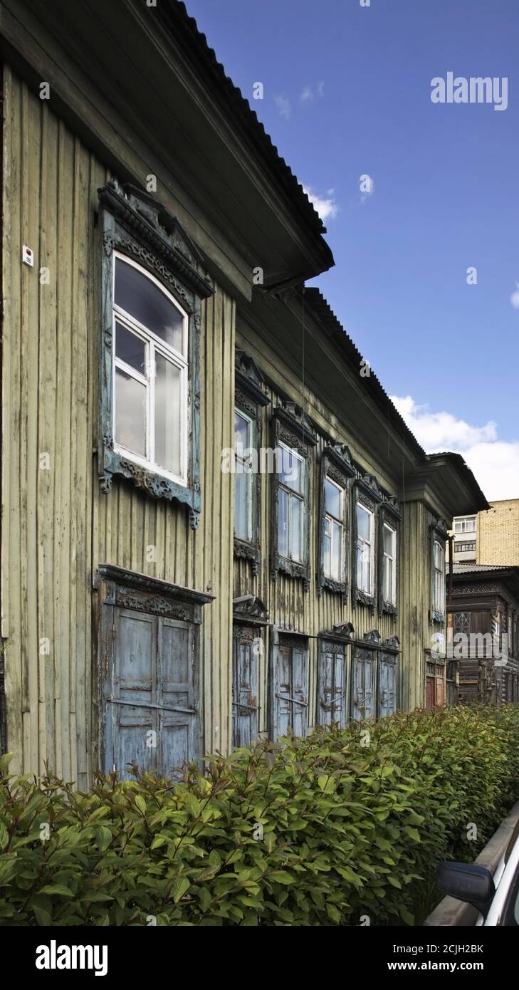 Old wooden house at Gorky street. Krasnoyarsk. Russia Stock Photo - Alamy
