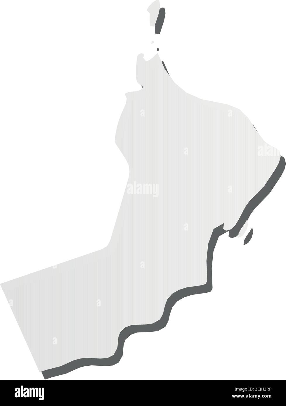 Oman - grey 3d-like silhouette map of country area with dropped shadow ...