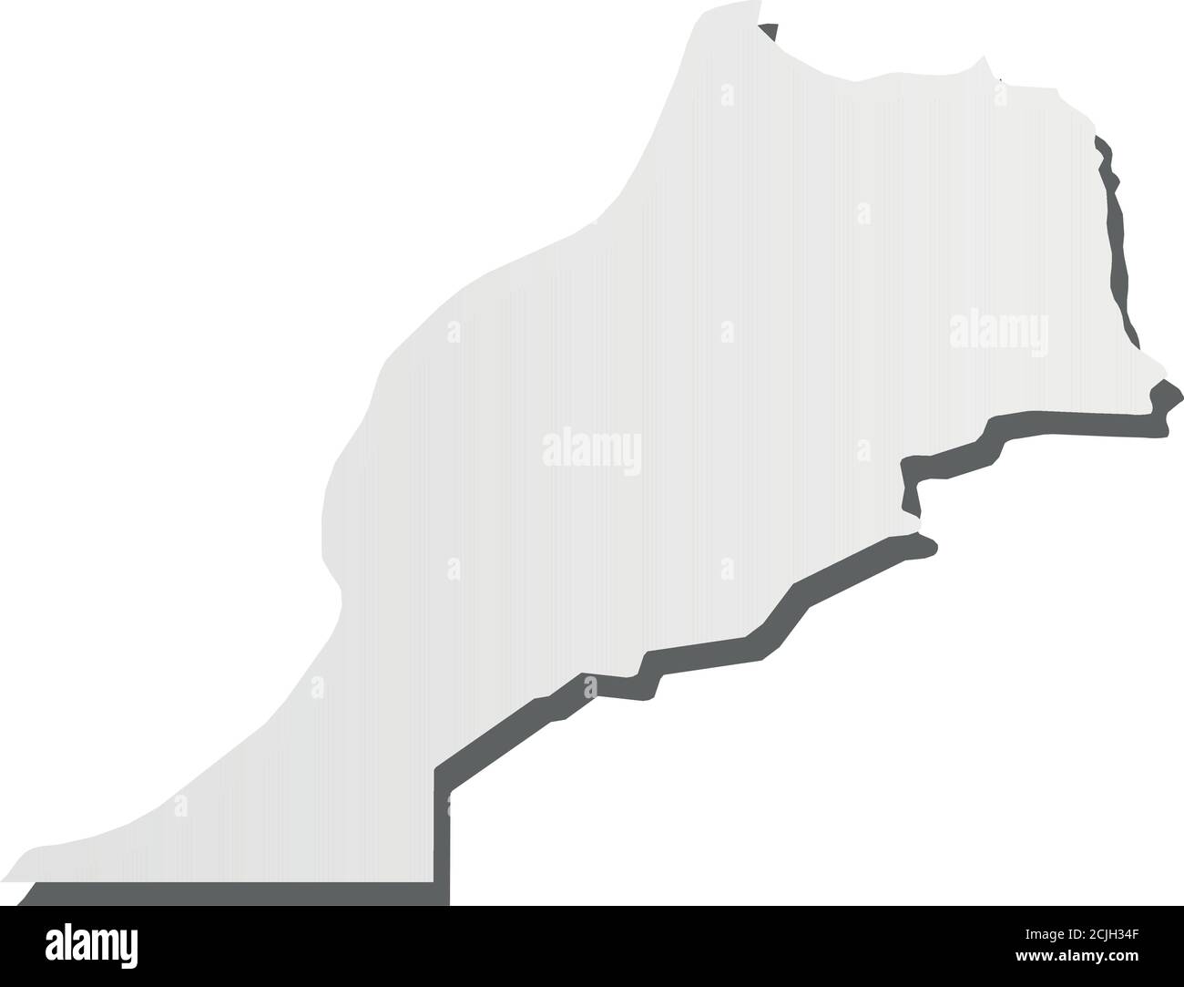 Morocco - grey 3d-like silhouette map of country area with dropped ...