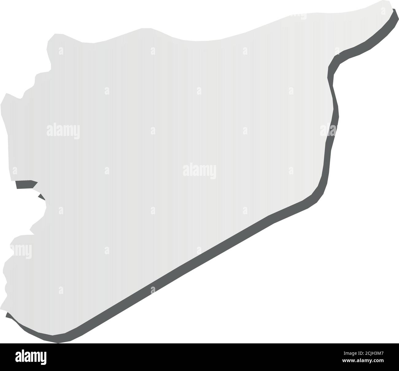 Syria - grey 3d-like silhouette map of country area with dropped shadow ...