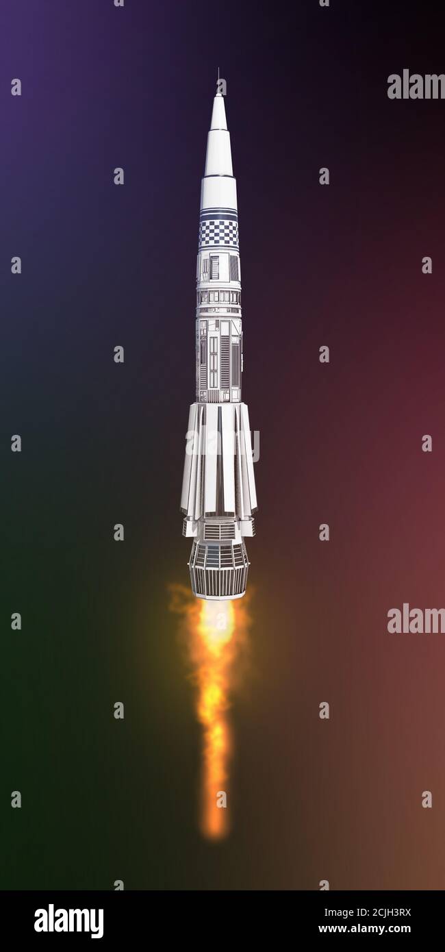 rocket take off in space 3d illustration Stock Photo - Alamy