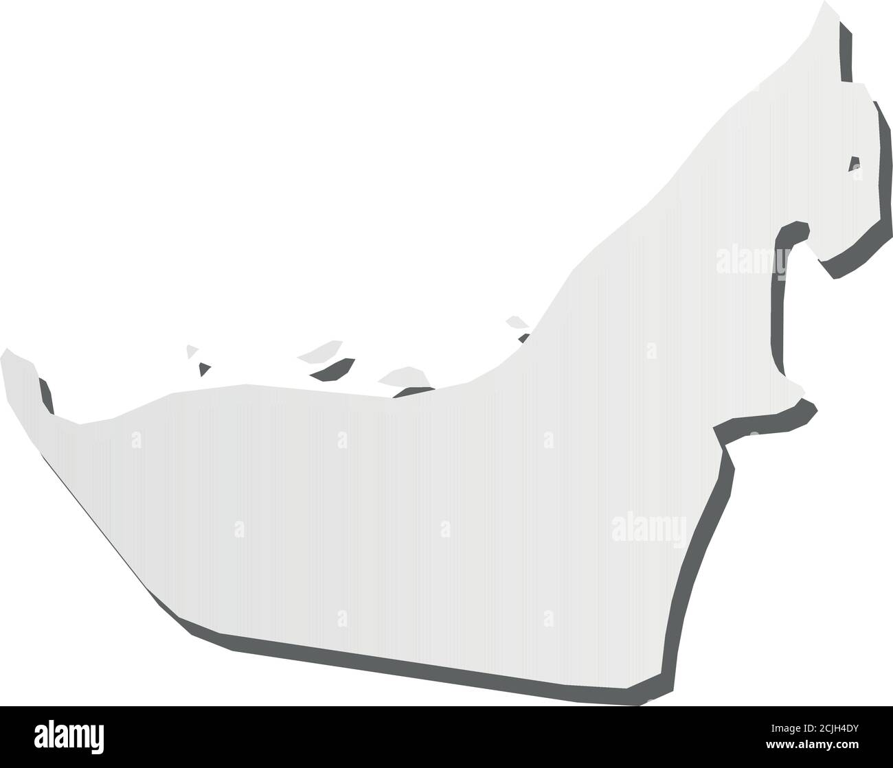 United Arab Emirates, UAE - grey 3d-like silhouette map of country area ...