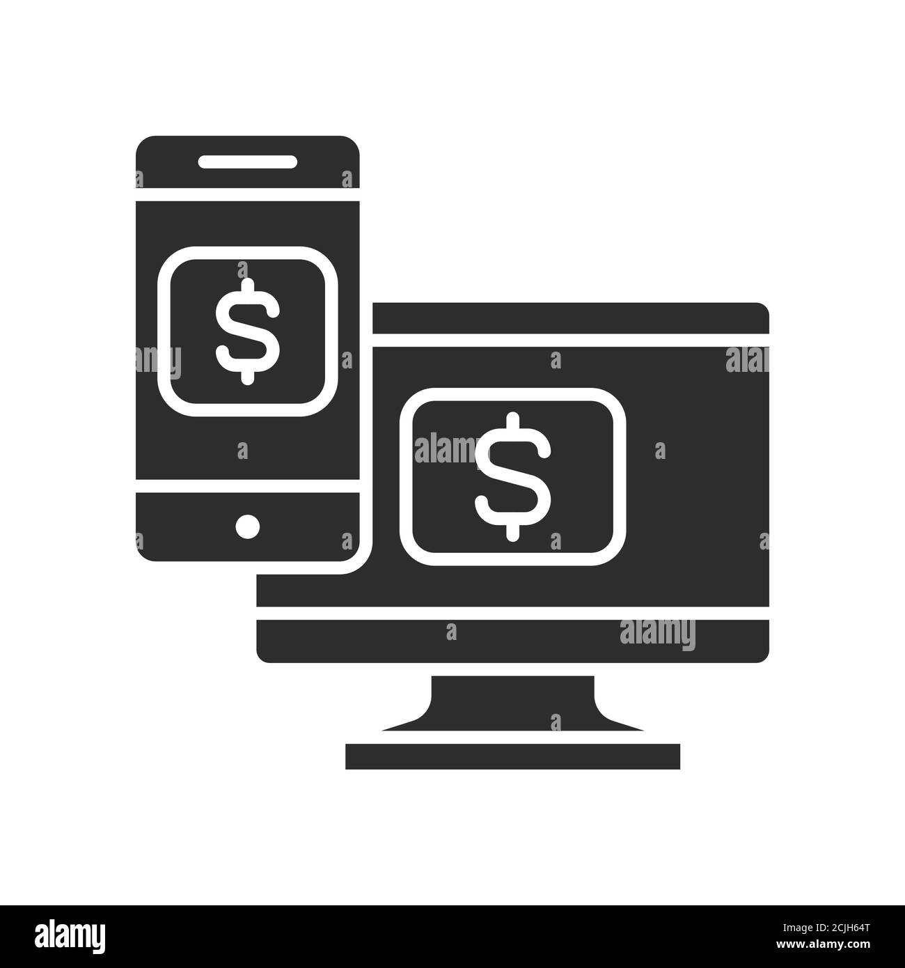Online bill pay black glyph icon. Pictogram for web page, mobile app ...