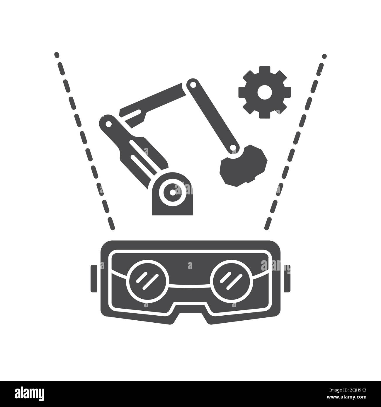 VR manufacturing black glyph icon. Cyber technology. Pictogram for web ...