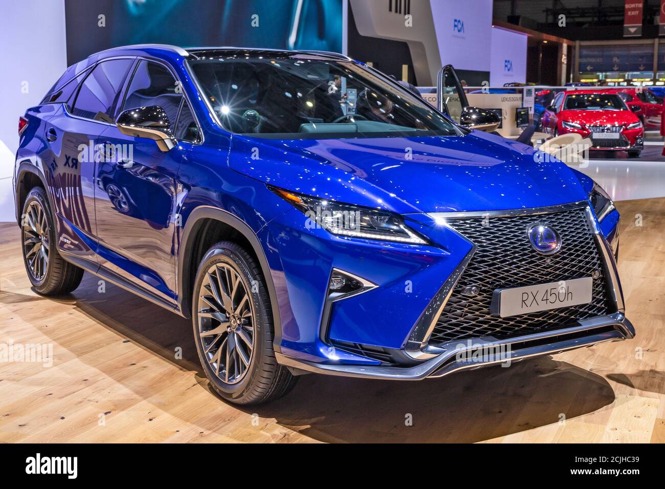 Lexus RX 450h car at the 89th Geneva International Motor Show. Geneva ...