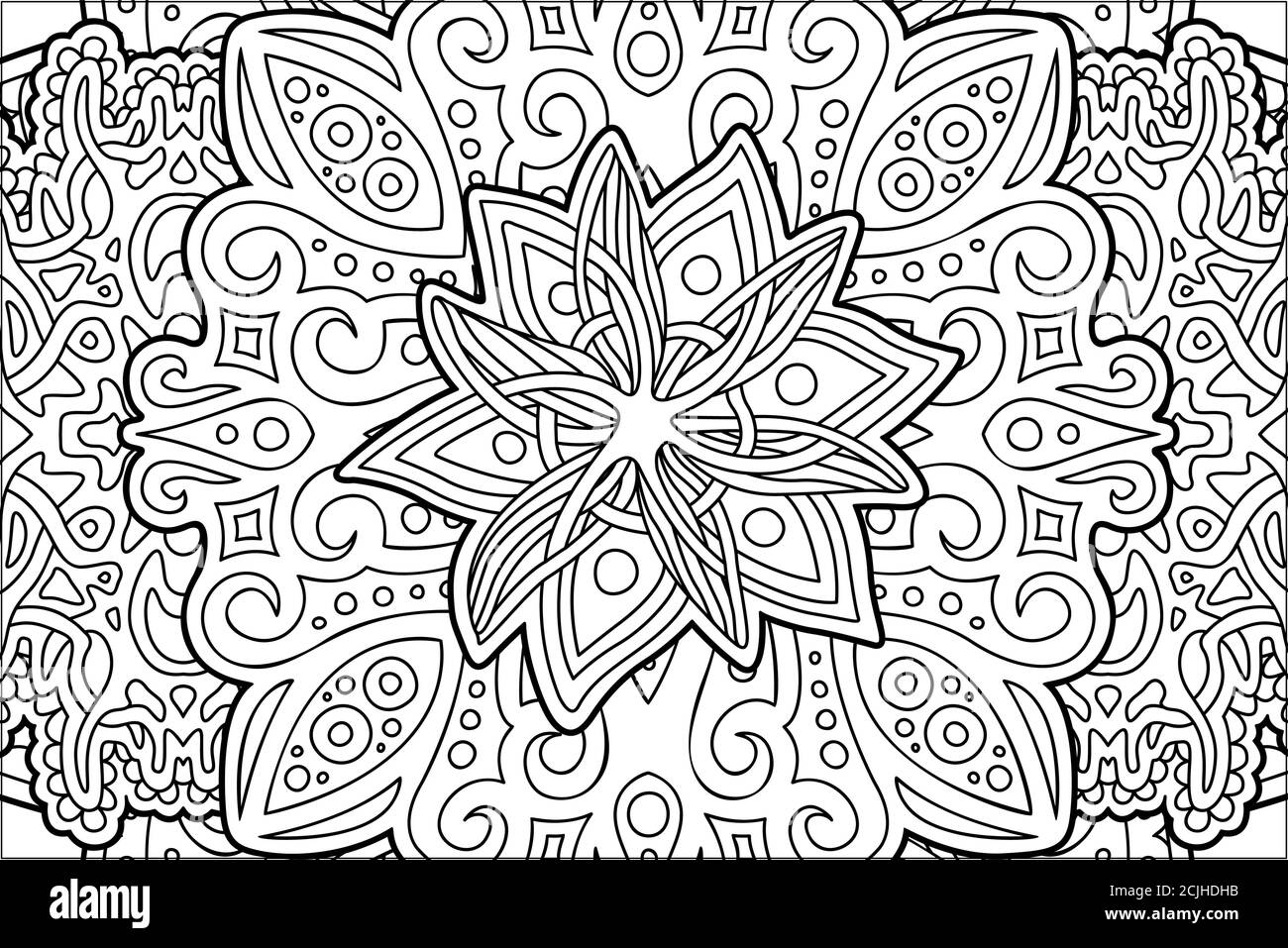 Rectangle coloring book page with beautiful stylized blossom Stock ...