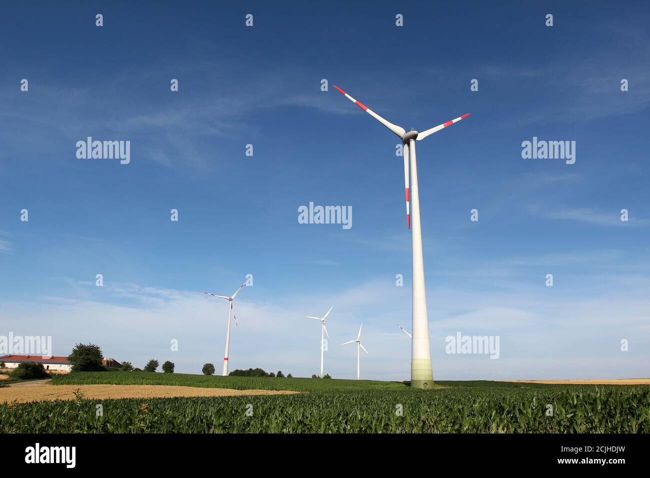 Agricultural field of wind engines Stock Photo - Alamy