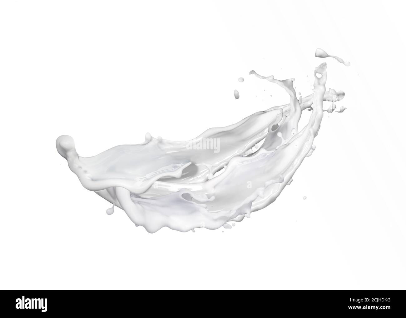 Wavy flying abstract milk splash against white background Stock Photo ...