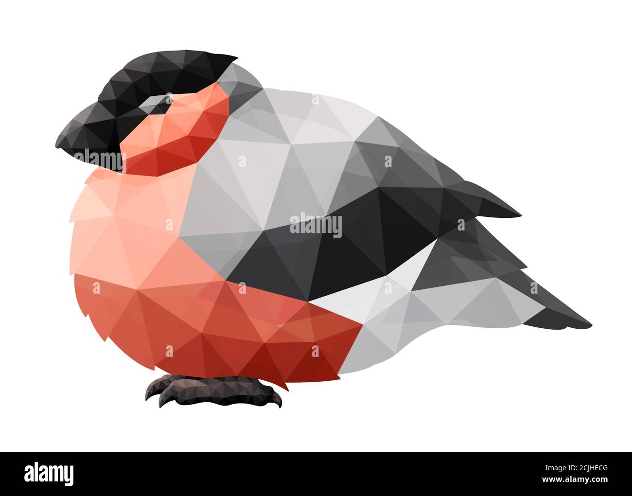 Beautiful low poly illustration with bullfinch on white background ...