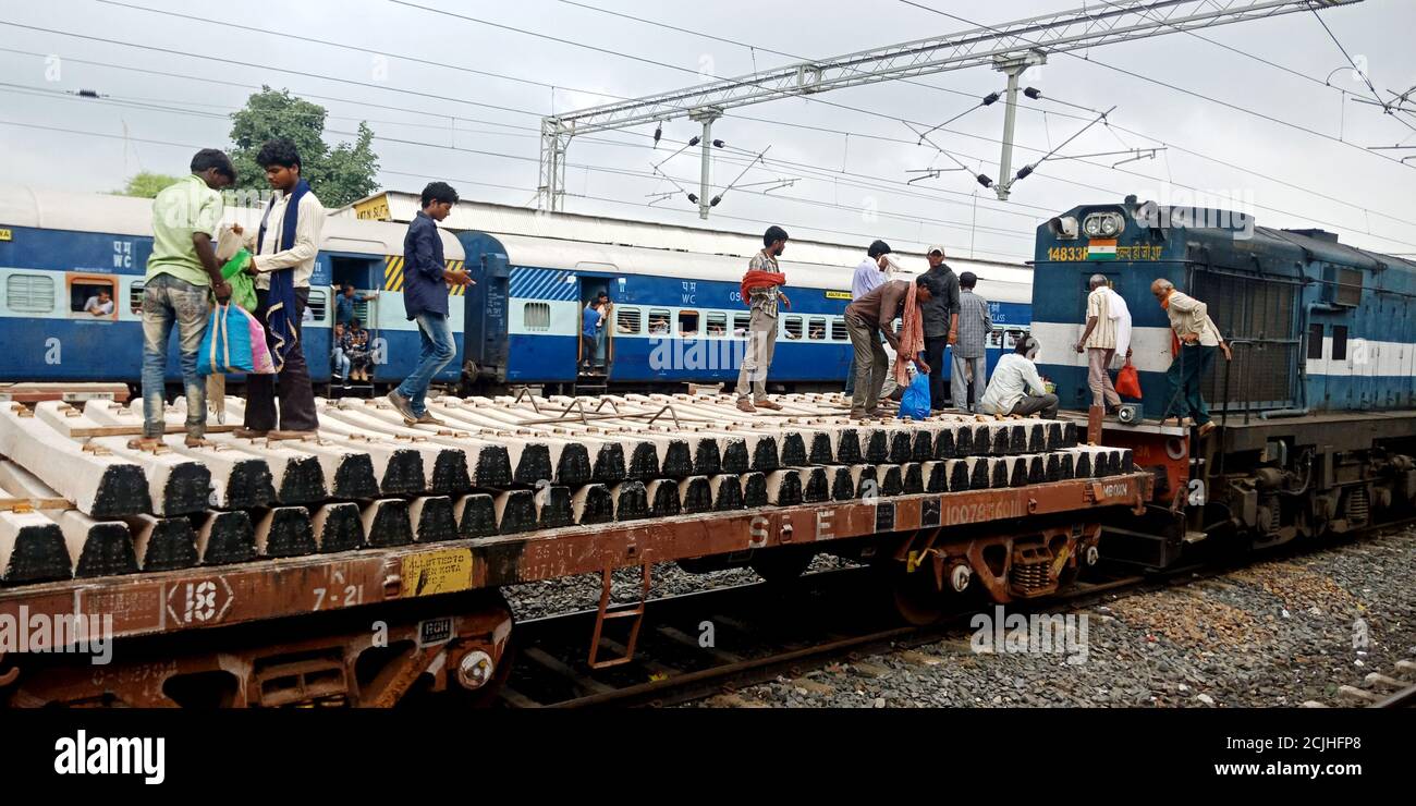 DISTRICT KATNI, INDIA - SEPTEMBER 05, 2019: Indian railway D grade ...