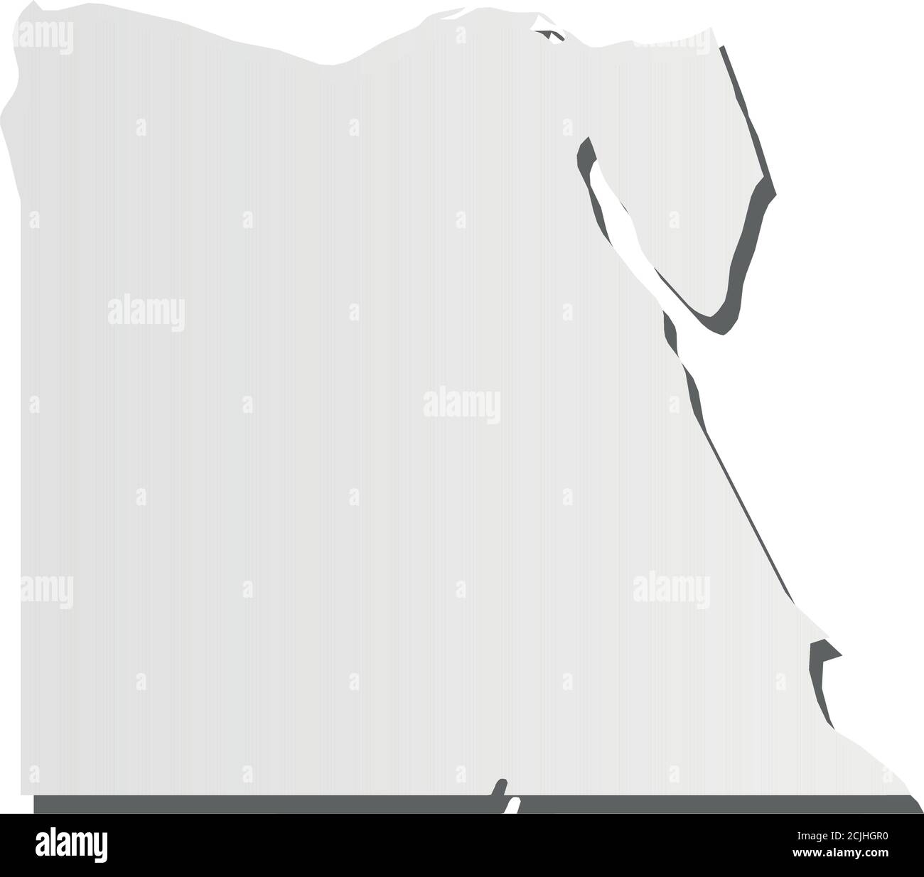 Egypt - grey 3d-like silhouette map of country area with dropped shadow ...