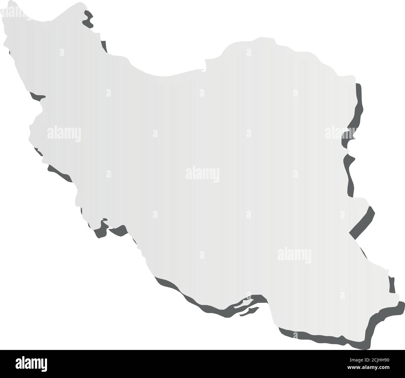 Iran - grey 3d-like silhouette map of country area with dropped shadow ...