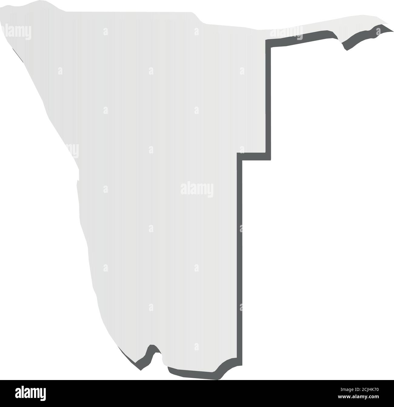 Namibia - grey 3d-like silhouette map of country area with dropped ...