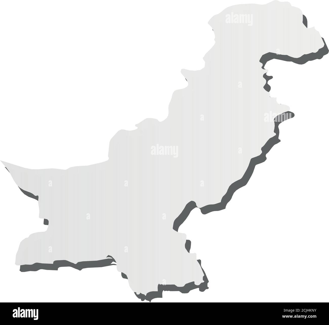 Pakistan - grey 3d-like silhouette map of country area with dropped ...