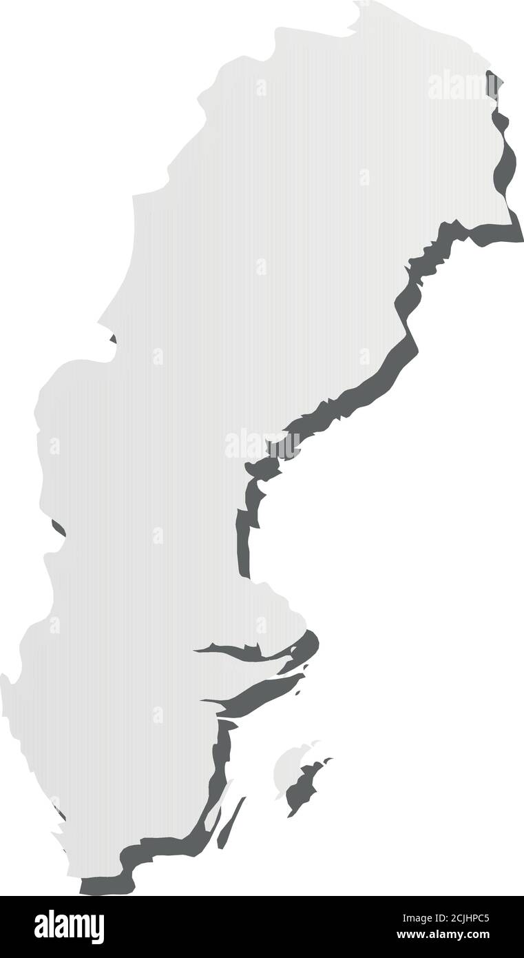 Sweden - grey 3d-like silhouette map of country area with dropped ...