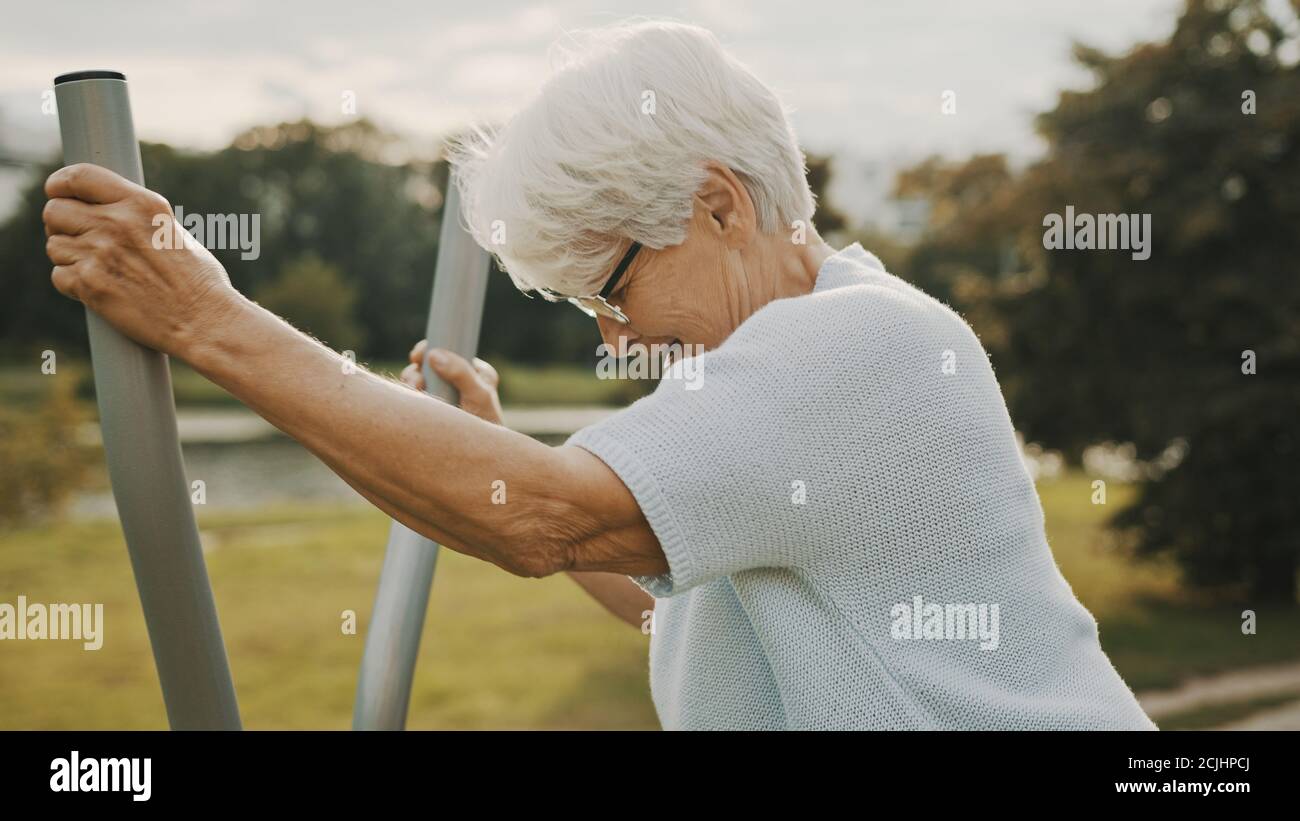 Funny old woman exercise hi-res stock photography and images - Alamy