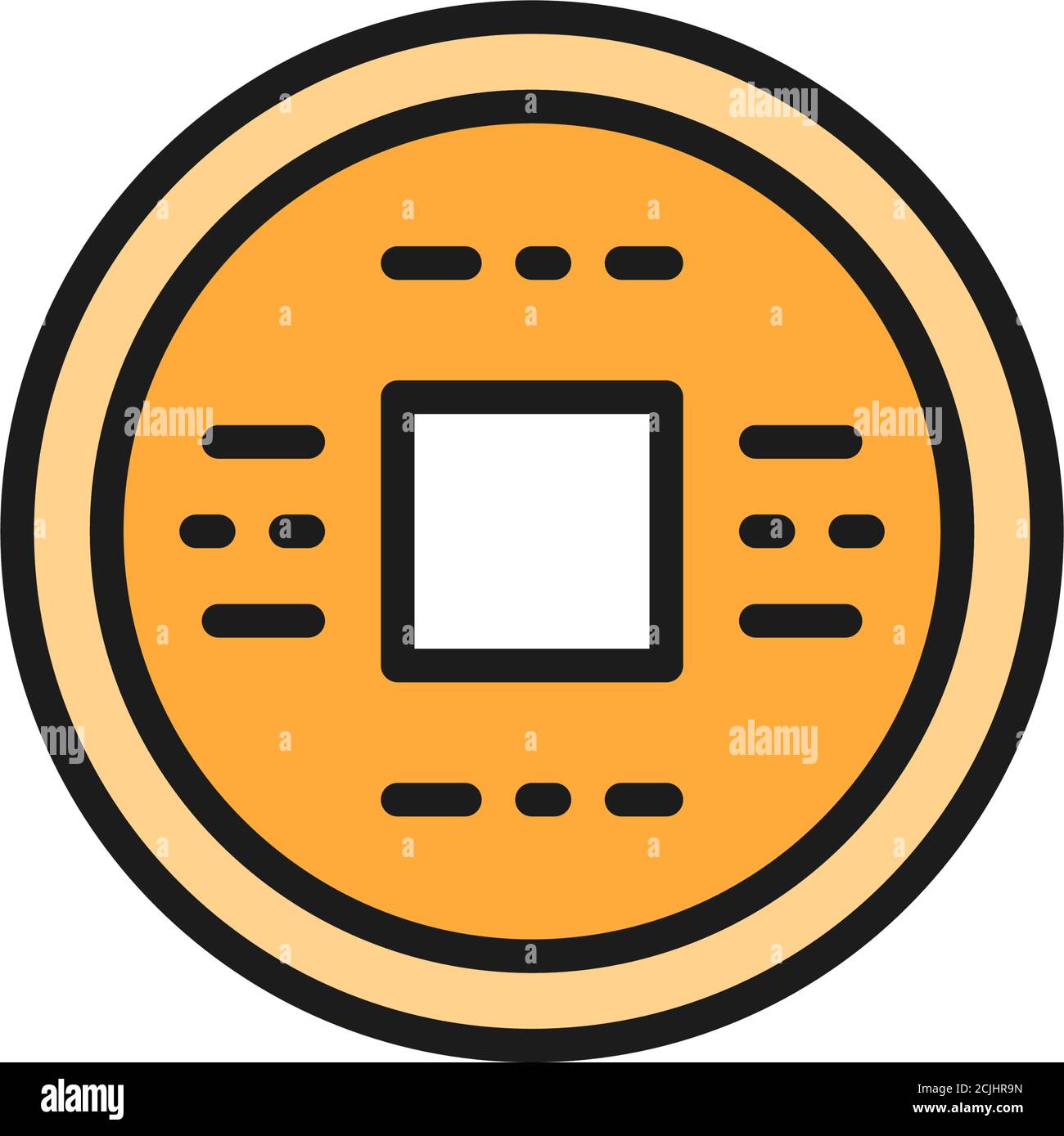 Japanese money, yen, feng shui coin, amulet for good luck flat color ...